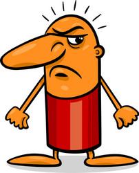 Angry red crayon in a cartoon bag Royalty Free Vector Image