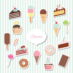 Set ice cream and candy stickers Royalty Free Vector Image