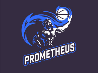 Prometheus and a sports ball emblem Royalty Free Vector