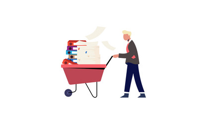 Employee overloaded with plenty of work Royalty Free Vector