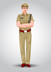 Indian police officer front view design Royalty Free Vector