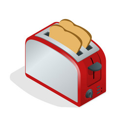 Red toaster with toasted bread for breakfast Vector Image