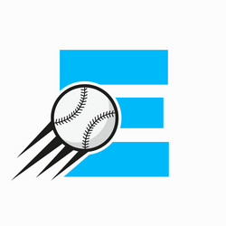 Baseball logo on letter e with moving Royalty Free Vector