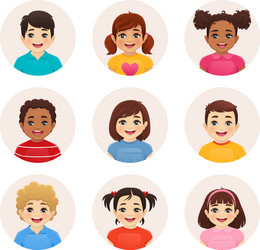 Set of watercolor little boy faces avatars kid Vector Image