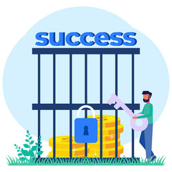 Graphic cartoon character success key Royalty Free Vector