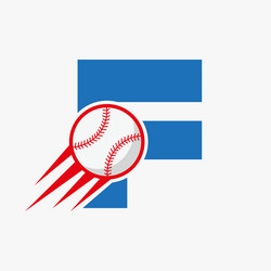 Baseball logo on letter f template Royalty Free Vector Image