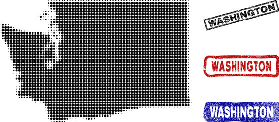 Dot stroke washington state map Royalty Free Vector Image