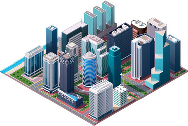 City center downtown isometric post office map Vector Image