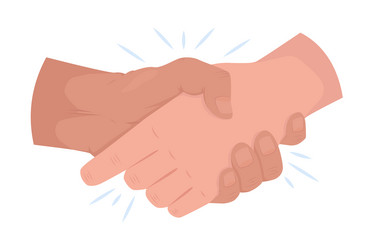 Two men shaking hands semi flat color hand gesture