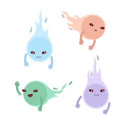 Japanese umbrella ghosts devil youkai Royalty Free Vector