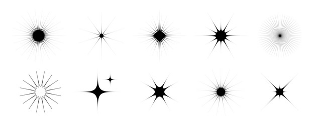 Various stars and twinkles set retro blink Vector Image