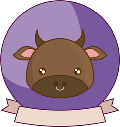 Blue bull head Royalty Free Vector Image - VectorStock