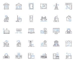 Homesteading line icons collection self Royalty Free Vector
