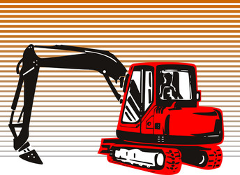 Mechanical digger excavator retro Royalty Free Vector Image