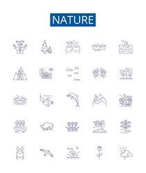 Nature line icons signs set design collection Vector Image