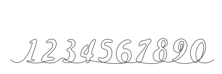Line drawing numbers Royalty Free Vector Image