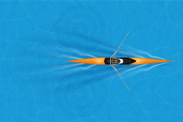 Double racing shell with mixed paddlers Royalty Free Vector