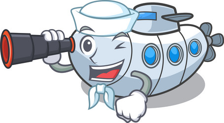 Sailor with binocular modern hourglass Royalty Free Vector