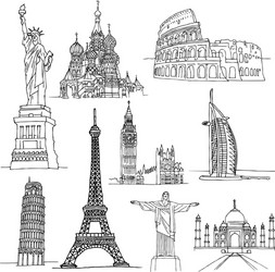 Famous places world Royalty Free Vector Image - VectorStock