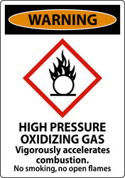 Warning high pressure oxidizing gas ghs sign Vector Image