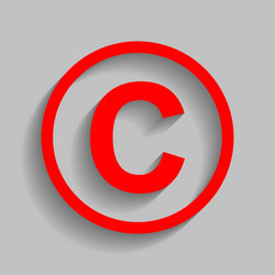 Copyright sign red icon Royalty Free Vector Image