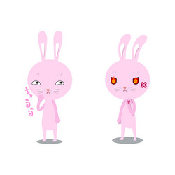 Rabbit pink scared and lie Royalty Free Vector Image