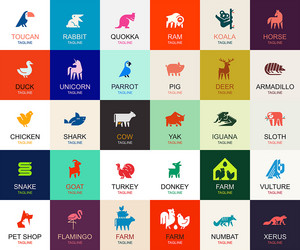 Animals logos collection Royalty Free Vector Image