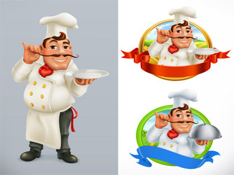 Muscular man chef sticker monochrome Royalty Free Vector