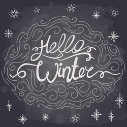 Hello january text on a chalkboard hand drawn Vector Image