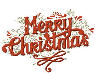 Vintage merry christmas card hand drawn lettering Vector Image