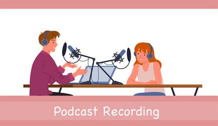 Podcast concept male podcaster talking Royalty Free Vector