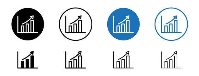 Improvement icon set upward graph and quality Vector Image