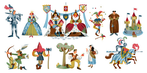 Medieval characters set people in middle ages Vector Image