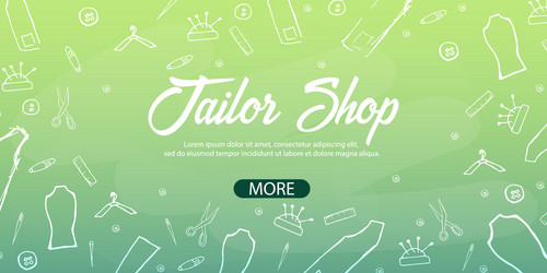 Tailor and seamstress banner sewing kit Royalty Free Vector