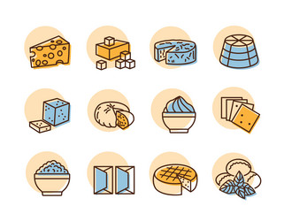 Cheese icon set dairy products sign graph symbol Vector Image