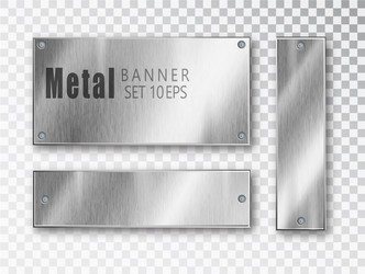 Metal banners set realistic brushed Royalty Free Vector