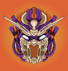 Japanese samurai robot helmet Royalty Free Vector Image