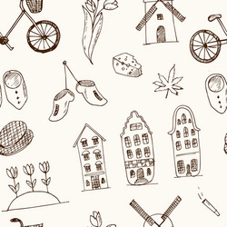 Doodle hand drawn collection of holland icons Vector Image