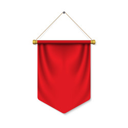 Red pennant 3d realistic empty textile hanging Vector Image
