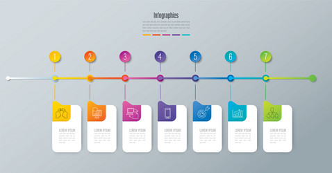 Timeline infographics design with 7 options Vector Image