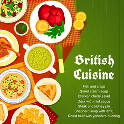 British cuisine meals menu cover template Vector Image