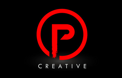 P brushed letter logo red brush letters design Vector Image