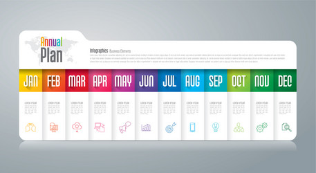 12 Month Timeline Calendar Diagram Royalty Free Vector Image