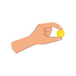 Mans hand holding a coin Royalty Free Vector Image