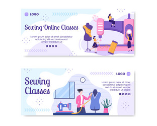 Sewing or tailor classes cover template flat Vector Image