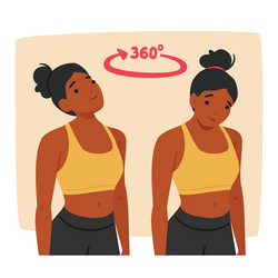 Woman character doing neck and shoulder exercises Vector Image