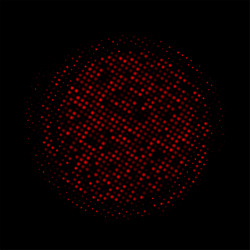 Abstract red halftone dotted round background Vector Image