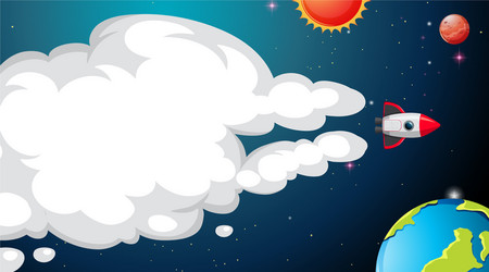 Background with space rocket flying in sky Vector Image