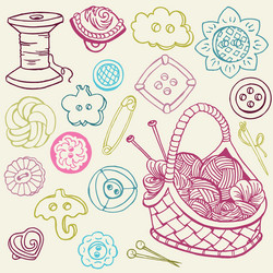 Sewing kit doodles Royalty Free Vector Image - VectorStock