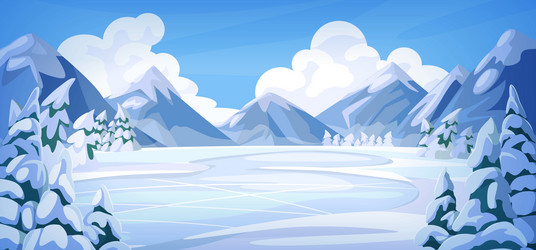 Winter scene snow tree forest in ice snowy Vector Image